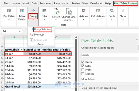 How To Use A Pivot Table To Calculate The Running Total By Date In