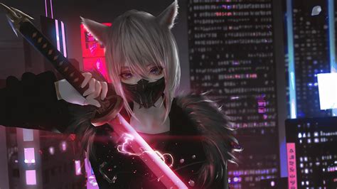 Anime Girls Katana Sword Sci Fi 4k Hd Wallpaper Rare Gallery