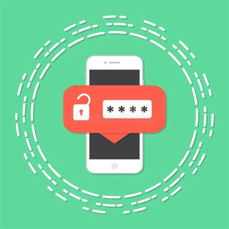Mobile Phone Unlocked Notification Button And Password Field Vector Concept Of Smartphone