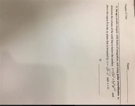 Solved Set Up A Double Integral With Limits Of Integration