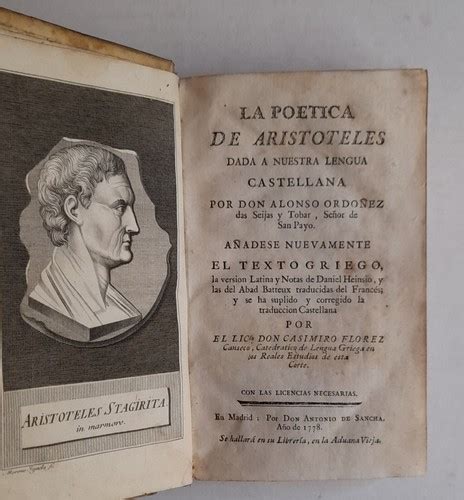 La Poetica De Aristoteles Dada A Nuestra Lengua Castellana Alonso