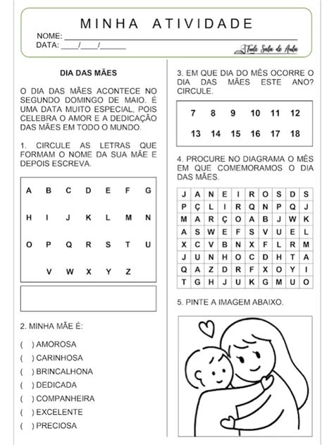 Atividade Sobre O Dia Das Mães Para O 3º Ano Fundamental Tudo Sala De