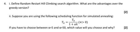 Solved 4 I Define Random Restart Hill Climbing Search