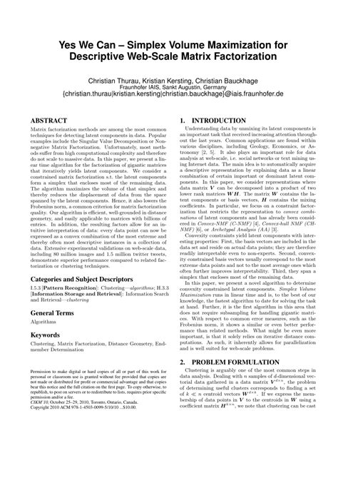 Pdf Yes We Can Simplex Volume Maximization For Descriptive Web