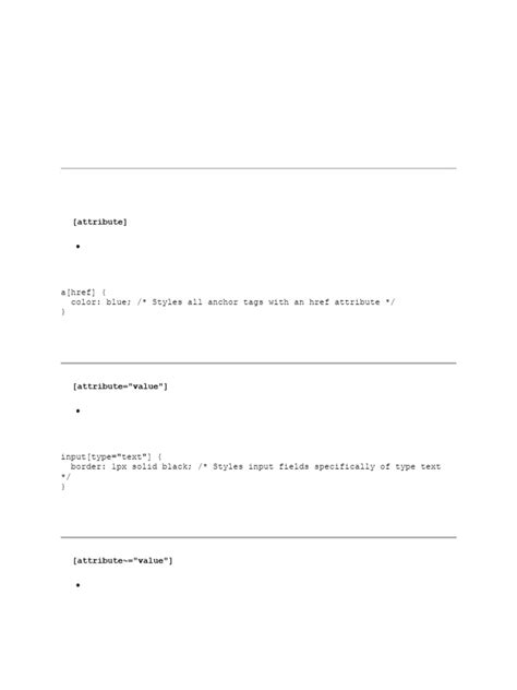 Attribute Selectors Pdf Html Element Computer File Formats
