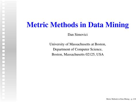 Pdf Metric Methods In Data Mining