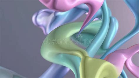 Abstract Pastel 3d Shapes With Flowing Curves And Gradients Modern Art