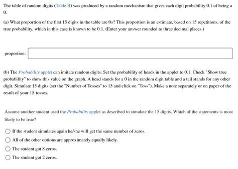 The Table Of Random Digits Table B Was Produced By