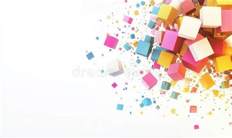 Colorful 3d Cubes Exploding In Vibrant Patterns Against A White