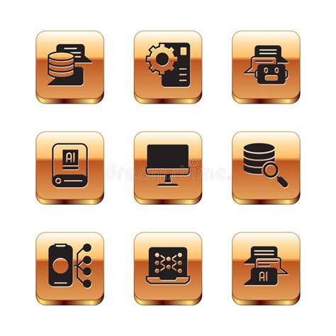 Set Server Data Neural Network Computer Monitor Artificial Intelligence Ai Chat Bot And