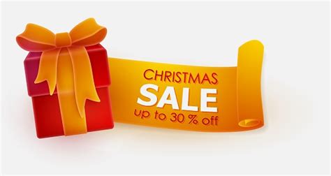 금색 리본과 빨간 선물과 편지가 있는 배너 크리스마스 세일과 그림자 엽서 명함 장식 디자인 예술 파티 판매 광고 특별 할인에