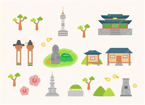 Premium Vector Korean Traditional Cultural Property Icon Cute Hand