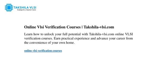 ppt online vlsi verification courses takshila powerpoint