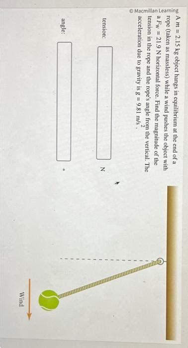 Solved A M Kg Object Hangs In Equilibrium At The End Of Chegg Com