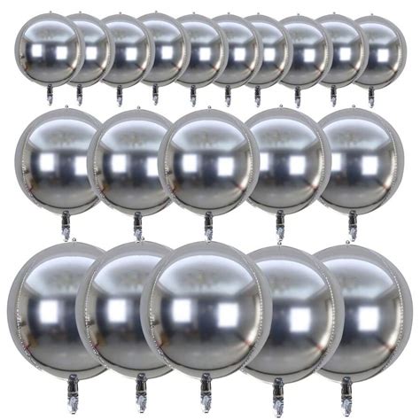20 Silberne Folienballons 20 Runde Folienballons Unterschiedlicher