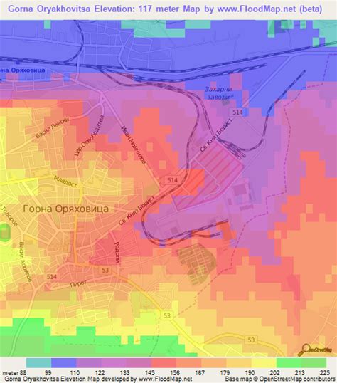 Elevation Of Gorna Oryakhovitsabulgaria Elevation Map Topography Contour
