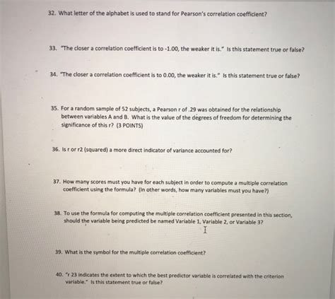 Solved 41 The Formula For The Multiple Correlation