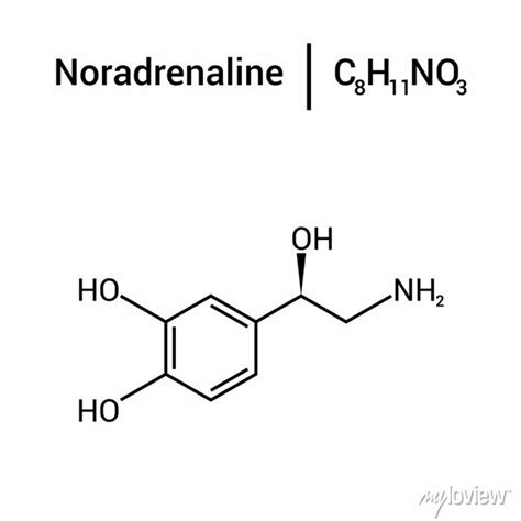 Chemical Structure Of Norepinephrine C8h11no3 Wall Mural • Murals Web