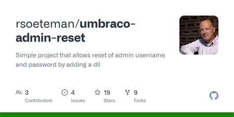 github rsoeteman umbraco admin reset simple project that allows reset of admin username and