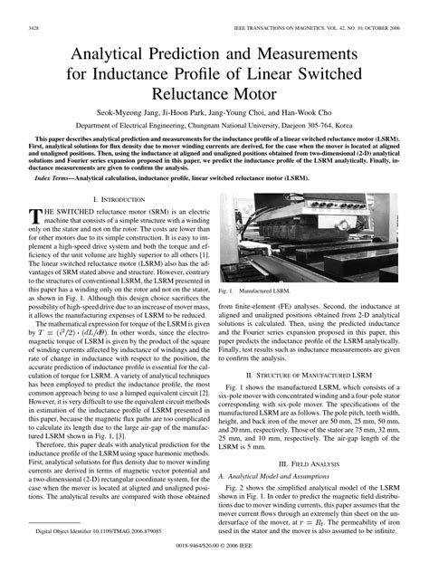 Pdf Analytical Prediction And Measurements For Inductance Profile Of Linear Switched