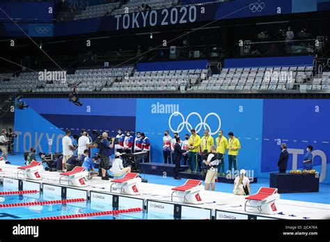July 28th 2021 Tokyo Japan Victory Ceremony Of The Mens 4 X 200m