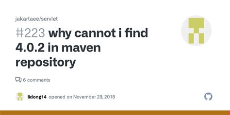 Why Cannot I Find In Maven Repository Issue Jakartaee Servlet GitHub