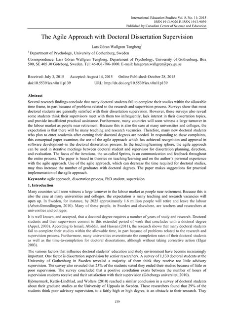 Pdf The Agile Approach With Doctoral Dissertation Supervision