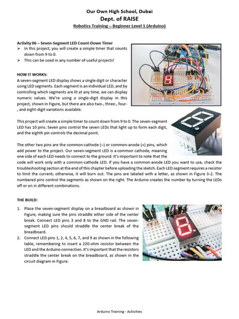 Arduino Activity 06 Seven Segment Led Count Down Timer Pdf Computing Electrical Engineering