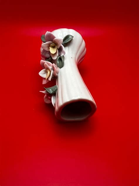 Miniature Porcelain Vase With Flowers 4 Tall Etsy