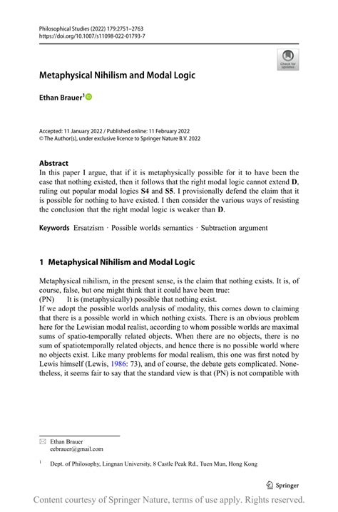 Metaphysical Nihilism And Modal Logic