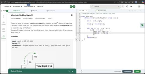 Gfg160 Day113 Dynamicprogramming Climbingstairs Javadsa Costoptimization Tabulationdp