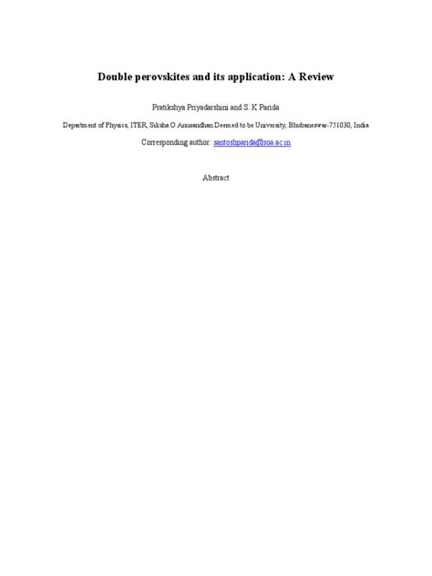 Structure Of Double Perovskites And Its Application Pdf Solid Oxide Fuel Cell Dielectric
