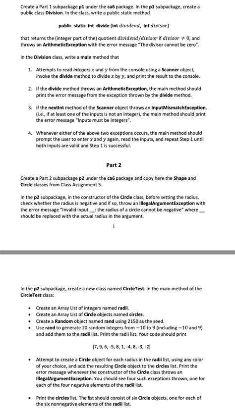 Solved Create A Part 1 Subpackage P1 Under The Ca6 Package