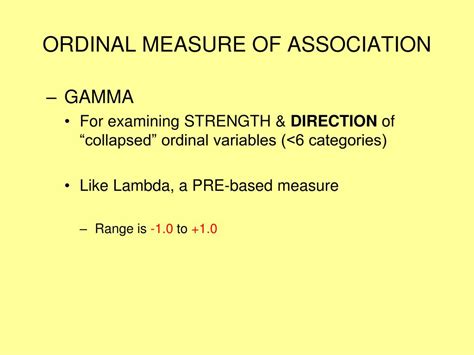 Ppt 1 Nominal Measures Of Association 2 Ordinal Measure S Of Association Powerpoint