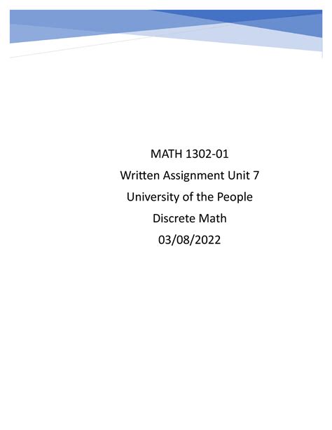 written assignment math 1302 written assignment unit 7 university of
