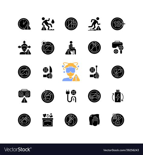 Vr Headset Black Glyph Manual Label Icons Set Vector Image