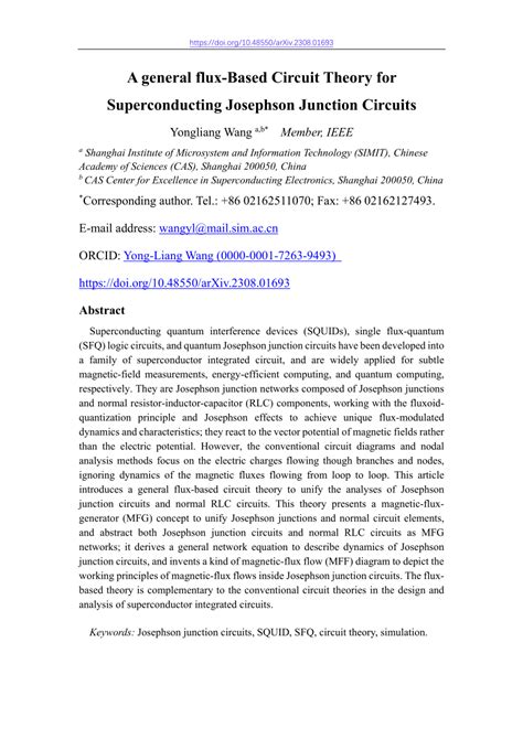 Pdf A General Flux Based Circuit Theory For Superconducting Josephson Junction Circuits
