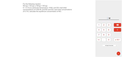 Solved For The Following Reaction No₂g So₂g ⇌ Nog