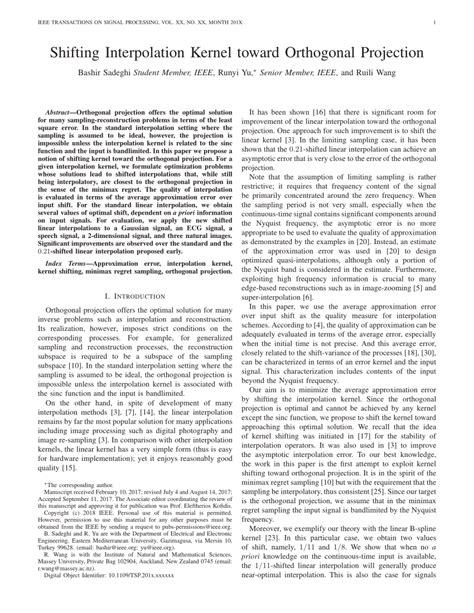 Pdf Shifting Interpolation Kernel Toward Orthogonal Projection