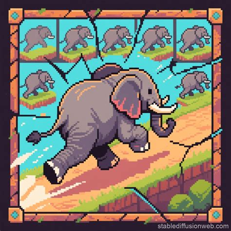 Elephant Running In Pixel Art Animation Stable Diffusion Online