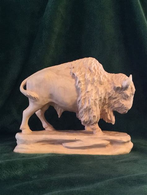 Chainsaw Carved Buffalo Wood Carving Buffalo Sculpture Cabin Decor