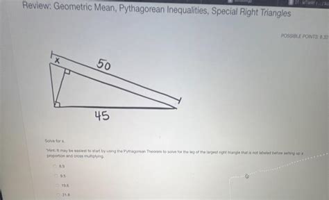 Solved Review Geometric Mean Pythagorean Inequalities