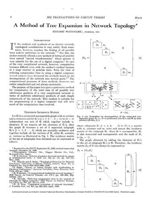 A Method Of Tree Expansion In Network Topology Pdf Matrix
