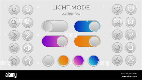 Light Mode Ui Simple Elegant Minimalist Set Of Buttons Loading Bar