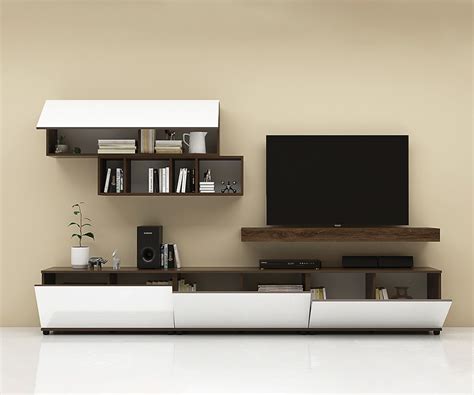 Модулни секция за хол Mdf Бяло гланц Дъб марон Примо Мебели Венус