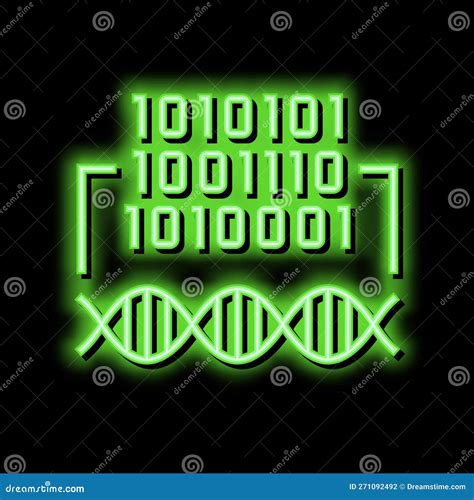 Binary Code Genetic Information Neon Glow Icon Illustration Stock