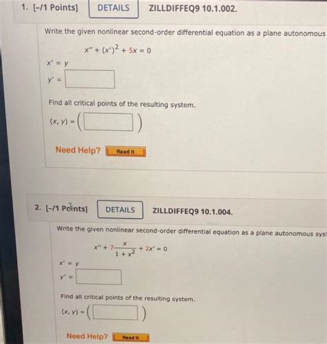 Solved 1 1 Points Details Zilldiffeq9 101002 Write