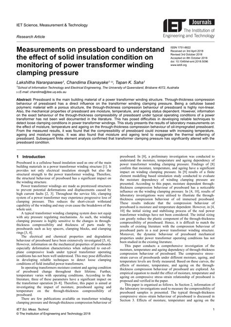 Pdf Measurements On Pressboard To Understand The Effect Of Solid Insulation Condition On