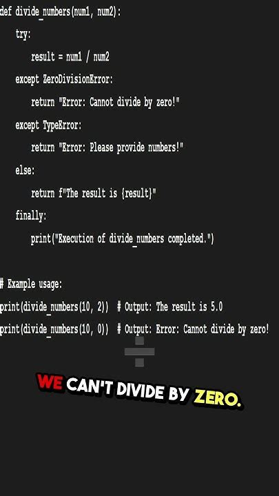 Master Python Error Handling With This Simple Division Function Python Coding Errorhandling