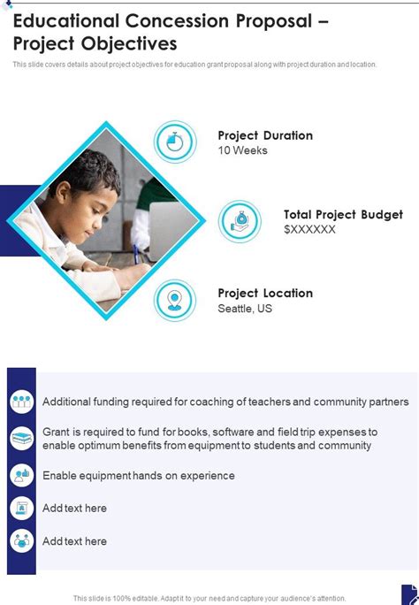 Educational Concession Proposal Project Objectives One Pager Sample Example